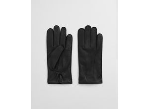 7325708352750 - Lederhandschuhe GANT CASHMERE LINED LEATHER GLOVES Damen Gr S M schwarz Web Ziegenleder unifarben Handschuhe Handschuhpaar