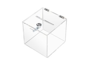 4010537469191 - HMF 46919 Acryl Spendenbox mit Schloss 15 x 15 x 15 cm DIN A6 Transparent