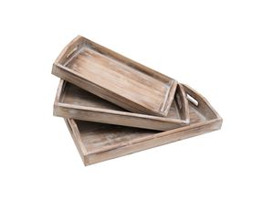 4010537101367 - HMF VTA101-S3 Deko Tablett aus Holz im Vintage Design 3er Set Versch Größen Shabby Chic Klassik