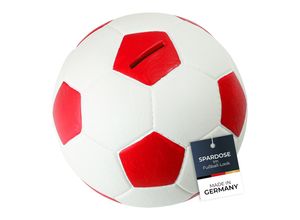 4010537479039 - HMF - 4790-03 Spardose Fußball Lederoptik 15 cm Durchmesser rot weiß