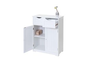 4057651248394 - Kommode MCW-B65 Schubladenschrank Schrank 2 Schubladen und 2 Türen 80x70x35cm ~ weiß