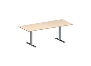 4251898817911 - Genius Konferenztisch MODENA FLEX Rechteck T-Fuß Rechteckrohr B 2000 x T 800 x H 650-850 mm Ahorn weißaluminium RAL 9006