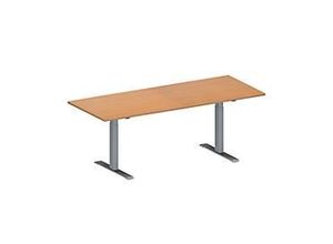 4251898817942 - Genius Konferenztisch MODENA FLEX Rechteck T-Fuß Rechteckrohr B 2000 x T 800 x H 650-850 mm Buche weißaluminium RAL 9006 4251898817942 - Genius Konferenztisch MODENA FLEX Rechteck T-Fuß Rechteckrohr B 2000 x T 800 x H 650-850 mm Buche weißaluminium RAL 9006
