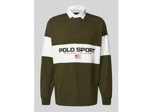 3616854695735 - Sweatshirt mit Polokragen und Label-Print