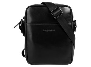 4250060367773 - Umhängetasche BUGATTI ROMANO Damen Gr B H T 17cm x 22cm x 5cm onesize schwarz Leder leicht glänzend unifarben Taschen echt Leder