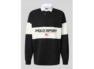 3616854736063 - Sweatshirt mit Polokragen und Label-Print