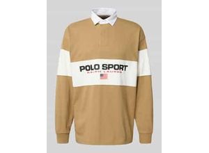 3616854701856 - Sweatshirt mit Polokragen und Label-Print