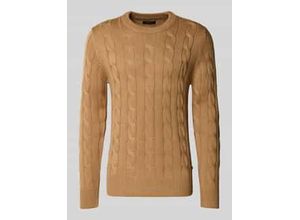 5715575636848 - Strickpullover mit Zopfmuster und Rundhalsausschnitt