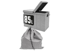 4057216047806 - - 85 Liter Wäschekorb mit Deckel & Wäschesack - 62x31 Wäschekorb mit Sitzfunktion - grau