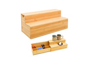 4057216045208 - Bamboo Coffee Pod Storage Drawer - 36x17x16 Tea Station Organiser Capsule Holder - braun