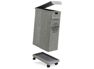 4057216048964 - - 50L Wäschekorb mit Rollen - 20x40x60 Wäschesammler Schmal - Wäsche Nischenregal - grau