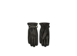 8721187978259 - Lederhandschuhe CALVIN KLEIN LOGO STRAP SMOOTH LEATHER GLOVES Damen Gr L XL schwarz Schafsleder unifarben Handschuhe Perfekt für den Alltag