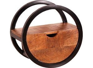 4055195143687 - Wandregal SIT schwarz (natur schwarz) B30cm H30cm T20cm Massivholz Metall Regale Mit Schublade aus Mangoholz