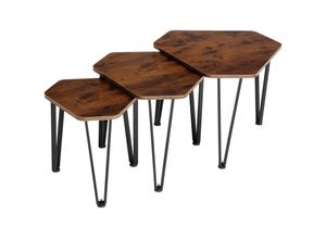 4061173243157 - tectake® Beistelltisch-Set Torquay - Industrial Holz dunkel rustikal