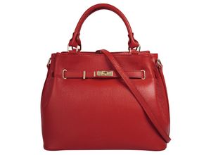 4262427393097 - Henkeltasche SAMANTHA LOOK Damen Gr B H T 34cm x 27cm x 17cm onesize rot Leder leicht glänzend unifarben Taschen echt Leder Made in Italy geräumige Henkeltasche mit Smartphonefach