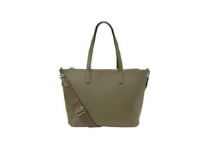 4059184150687 - Shopper MARC OPOLO aus einer Lederalternative aus recyceltem Polyester Damen Gr B H T 42cm x 30cm x 12cm grün (schwarz mossy olive) Polyester unifarben Taschen