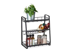4052025353841 - Gewürzregal 3 Etagen stehend für Gewürze Kräuter & Öl Metall Gewürzhalter 38 x 35 x 185 cm schwarz - Relaxdays