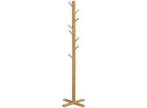 4255633546807 - Homcom - Garderobenständer aus Bambus Kleiderständer mit 8 Haken Garderobe Jackenständer für Flur Schlafzimmer Hüte Natur 495 x 495 x 178 cm