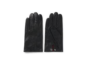 4063544567626 - Lederhandschuhe Jaan Damen Gr 10 schwarz (schwarz 001) Leder unifarben Handschuhe mit Logo auf dem Knopf