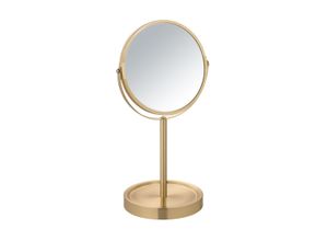 4008838422892 - Standspiegel WENKO Modell Alata gold B185cm H35cm T15cm Stahl Glas Spiegel Kosmetikspiegel mit Schmuckablage 1-fach und 3-fach Vergrößerung Ø17