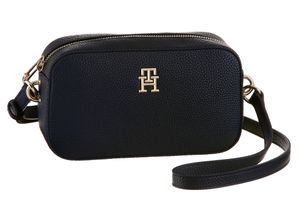 8720644643211 - Mini Bag TOMMY HILFIGER TH EMBLEM CAMERA BAG Damen Gr B H T 205cm x 12cm x 7cm blau (dw6 space blau) Polyurethan Strukturmuster unifarben Taschen mit TH-Emblem vorne