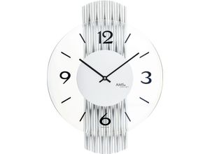 4037445161108 - Wanduhr AMS silber (silberfarben) Wanduhren B H L 27cm x 6cm x 38cm Made in GermanyHolzWohnzimmerEsszimmerKücheArbeitszimmerFlur