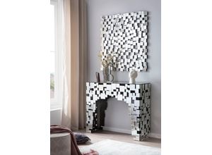 4251744807561 - Wandspiegel SALESFEVER Moneglia Design Wandspiegel für stilvolle Akzente silber (silber verspiegelt) B102cm H100cm T25cm MDF Glas Spiegel Spiegelglasquadraten in einzigartigem Mosaikdesign