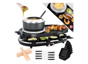 4260692715347 - KESSER® 3in1 Raclette-Grill mit Naturgrillstein Grillplatte und Fondue Tischgrill für 8 Personen Elektrogrill Raclette Grill antihaftbeschichteter Grillplatte 8 Pfannen und Holzspatel 4260692715347 - KESSER® 3in1 Raclette-Grill mit Naturgrillstein Grillplatte und Fondue Tischgrill für 8 Personen Elektrogrill Raclette Grill antihaftbeschichteter Grillplatte 8 Pfannen und Holzspatel