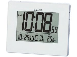 4517228819315 - Quarzwecker SEIKO weiß Wecker Wecker Digitalwecker Datum Beleuchtung 12 24 Std Anzeige