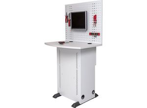 4061753119162 - eurokraft basic Computerschrank mit Arbeitsplatte und Lochwand lichtgrau