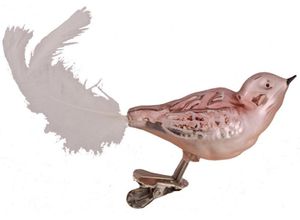 0024762704426 - Weihnachtsbaumklammer KREBS GLAS LAUSCHA CBK70442 Weihnachtsdeko Christbaumschmuck rosa (koralle weiß) B4cm H8cm T7cm Glas Weihnachtsbaumschmuck Glasvogel