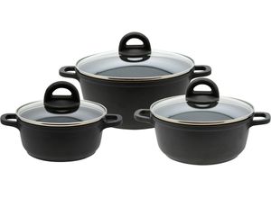 4006925891156 - Elo Basic Topf-Set »Black« Aluminiumguss (Set 6 tlg 3 Töpfe mit Deckel) mit hochwertiger Antihaftversiegelung Induktion