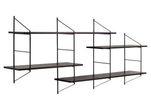 5713941292643 - Wandregal ACTONA GROUP Belfast Wandboard Hängeregal Schweberegal schwarz B191cm H79cm T255cm Holzwerkstoff Metall Regale pulverbeschichtetem Metallgestell asymmetrischen Details B 191 cm
