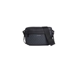 8719849865597 - Umhängetasche CALVIN KLEIN CK MUST MONO CAMERA BAG Damen Gr B H T 205cm x 13cm x 5cm schwarz Lederimitat Polyester gemustert Taschen Herren Mini Bag Schultertasche kleine Tasche mit Logo-Schriftzug