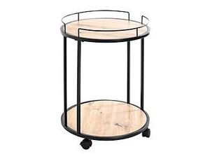 4001070149060 - Beistelltisch rund Stahlrohr schwarz Ablage MDF Eiche hell melaminharzbeschichtet B 450 x T 450 x H 600 mm