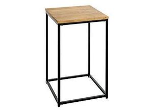 4001070373359 - Beistelltisch quadratisch Stahlrohr pulverbeschichtet Ablage Massivholz geölt B 350 x T 350 x H 600 mm schwarz Eiche