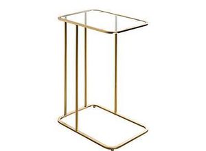 4001070247414 - Beistelltisch rechteckig Stahlrohr lackiert Ablage Sicherheitsklarglas B 450 x T 300 x H 650 mm gold
