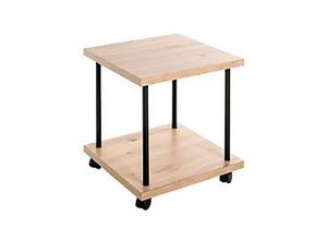 4001070524140 - Beistelltisch quadratisch melaminharzbeschichtet 4 Lenkrollen (2 feststellbar) B 400 x T 400 x H 450 mm schwarz Eiche hell