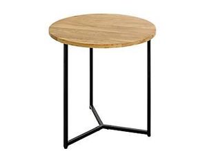 4001070373366 - Beistelltisch HAKU Eiche Massivholz geölt Stahlrohr-Gestell Ø 500 x H 500 mm schwarz