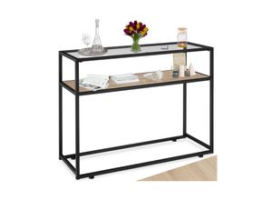 4061173242563 - tectake® Konsolentisch Industrial Style 2 Ablagen mit Glasplatte 100 x 41 x 805 cm