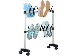 4029845119308 - Schuhregal RUCO Nischen-Schuhwagen silber schwarz B50cm H60cm T20cm Aluminium Kunststoff Regale Fahrbar für bis zu 12 Paare Made in Germany