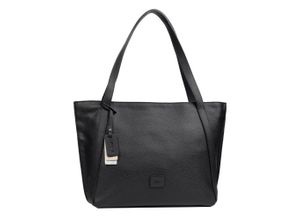 4255619922373 - Shopper GABOR Elfie Damen Gr B H T 44cm x 28cm x 11cm schwarz Polyurethan clean gepflegt unifarben Taschen aus fein genarbtem glattem Kunstleder und mit einem Logo Rubber Patch