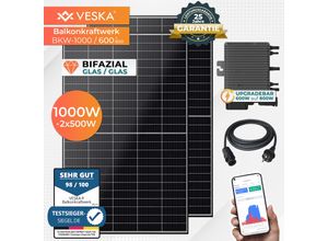 4054748020024 - Balkonkraftwerk 1000 600+800W upgradefähig Bifazial Photovoltaik Solaranlage WIFI Smarte Mini-PV Anlage