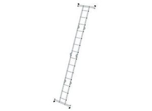 4031405313248 - Munk Sprossen-Vielzweckleiter Aluminium Rechteckrohr-Holme 4-fach gebördelte Sprossen 150 kg Belastung nivello® Traversen 350 mm breit 2x3 + 2x4 Sprossen