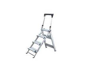 4031405531048 - Munk Klapptreppe Aluminium stabiler Doppelholm rutschfeste Kunststoffschuhe klappbare Haltebügel mit Ablageschale max 150 kg Trittfläche 360 x 205 mm 4 Stufen 4031405531048 - Munk Klapptreppe Aluminium stabiler Doppelholm rutschfeste Kunststoffschuhe klappbare Haltebügel mit Ablageschale max 150 kg Trittfläche 360 x 205 mm 4 Stufen