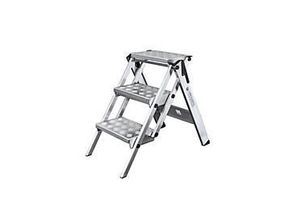 4031405542037 - Munk Klapptritt 3 Stufen Aluminium Klappmechanismus rutschfest max 150 kg Trittfläche B 360 x T 230 mm silber