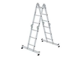 4031405313125 - Munk Sprossen-Vielzweckleiter Steh- Anlegeleiter mit Traverse Rechteckrohr-Holme Vierkantsprossen 6 Stahlscharniere 350 mm breit 150 kg Belastung nivell® Traversen 4x3 Sprossen
