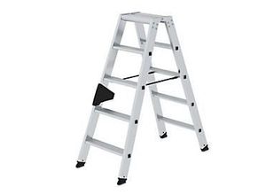 4031405402102 - Munk Stufen-Stehleiter beidseitig 2 x 5 Stufen Aluminium ergo-pad® Griffzone nivello® Leiterschuhe 80 mm Stufen Belastbarkeit 150 kg