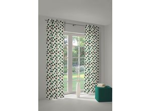 4004567291570 - Vorhang ADAM Vorhang Dots aus Leinen und Bio-Baumwolle Ösen (1 St) grün (naturweiß dunkelgrün) B145cm H145cm Jacquard Baumwolle (Bio-Baumwolle) Leinen Gardinen Blickdichter Vorhang Dots aus Leinen und Bio-Baumwolle Made in Germany