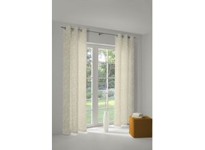 4004567207076 - Vorhang ADAM Vorhang Flower Cuvée aus 100 % Bio-Baumwolle Ösen (1 St) Gr 1 beige (naturweiß) B145cm H145cm Jacquard Baumwolle (Bio-Baumwolle) Gardinen Blickdichter Vorhang Flower Cuvée aus Bio-Baumwolle Made in Germany